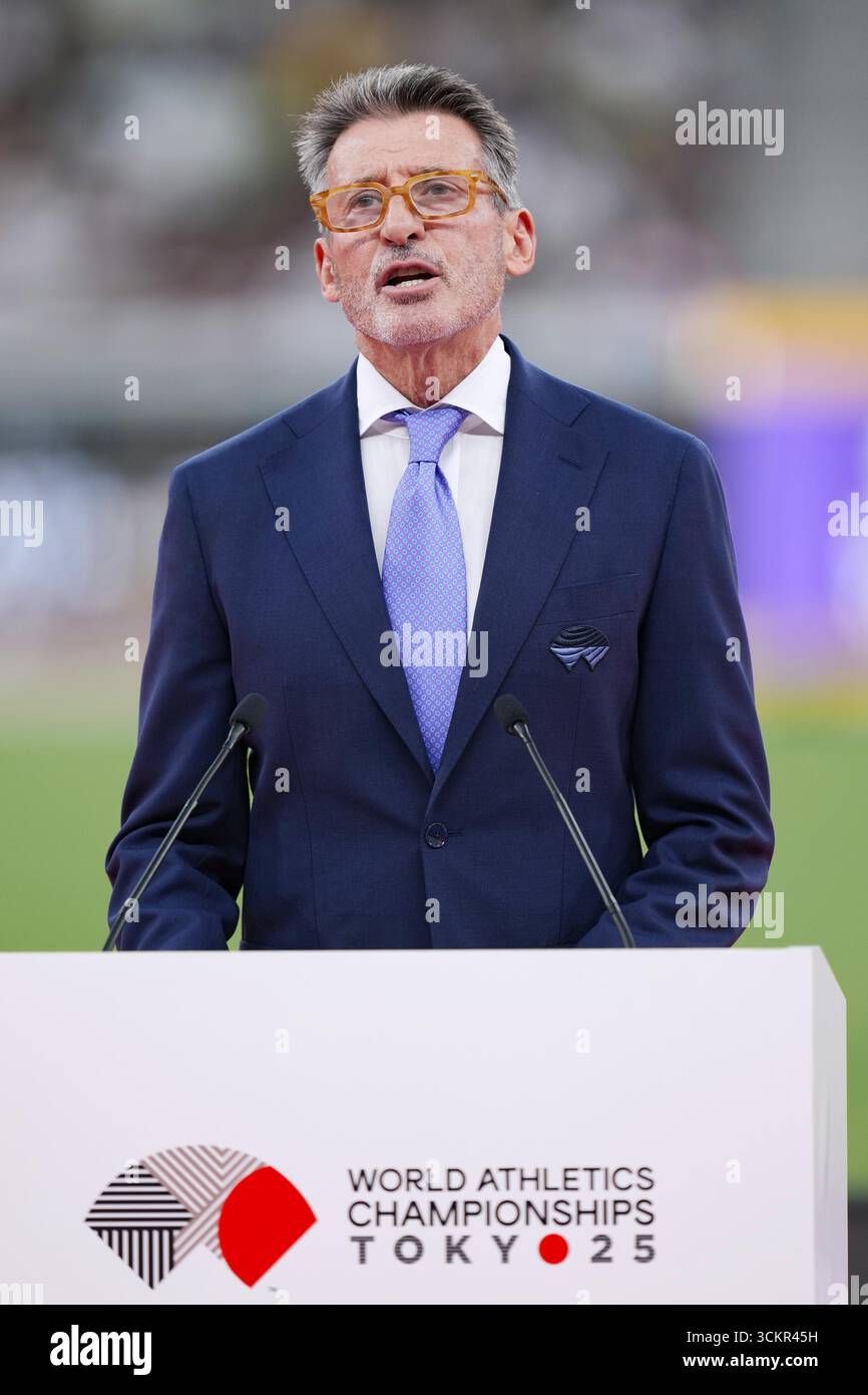 World Athletics President Sebastian Coe addresses the opening ceremony ...