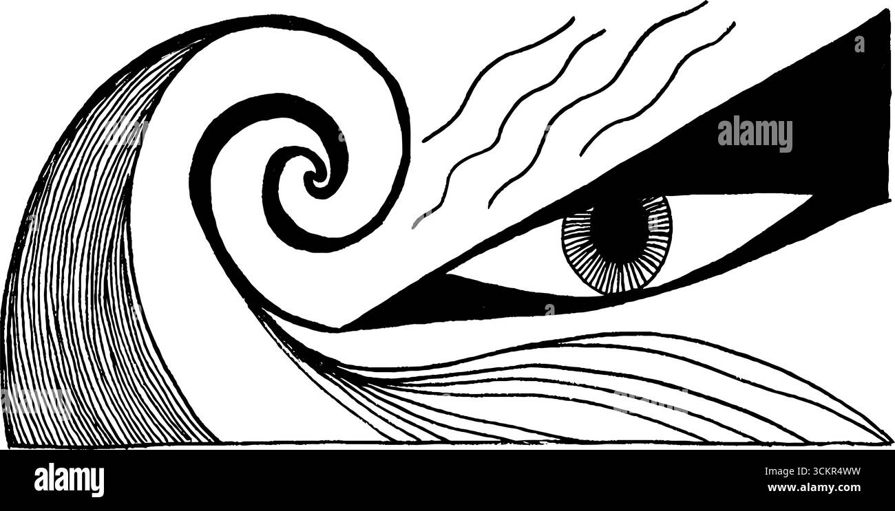 Abstract hurricane spiral and eye line art illustration for creative ...