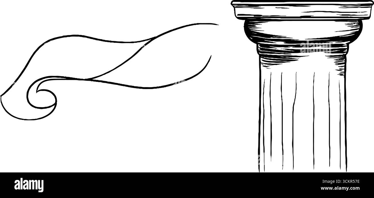 Classical line art illustrations featuring scroll and column relief for ...