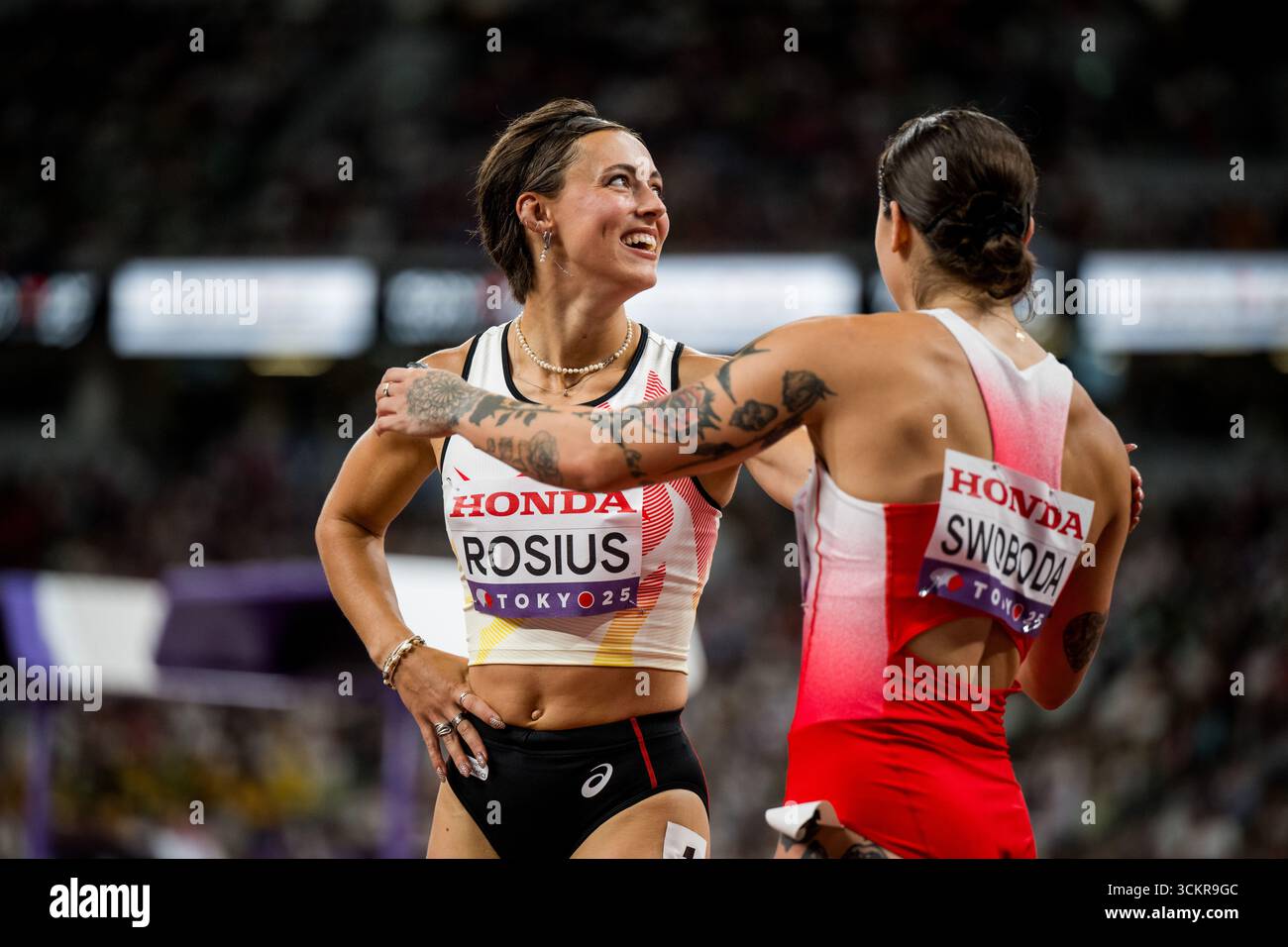 Belgian Rani Rosius during the 100m women, Heat 2, in the World Athletics Championships in Tokyo ...
