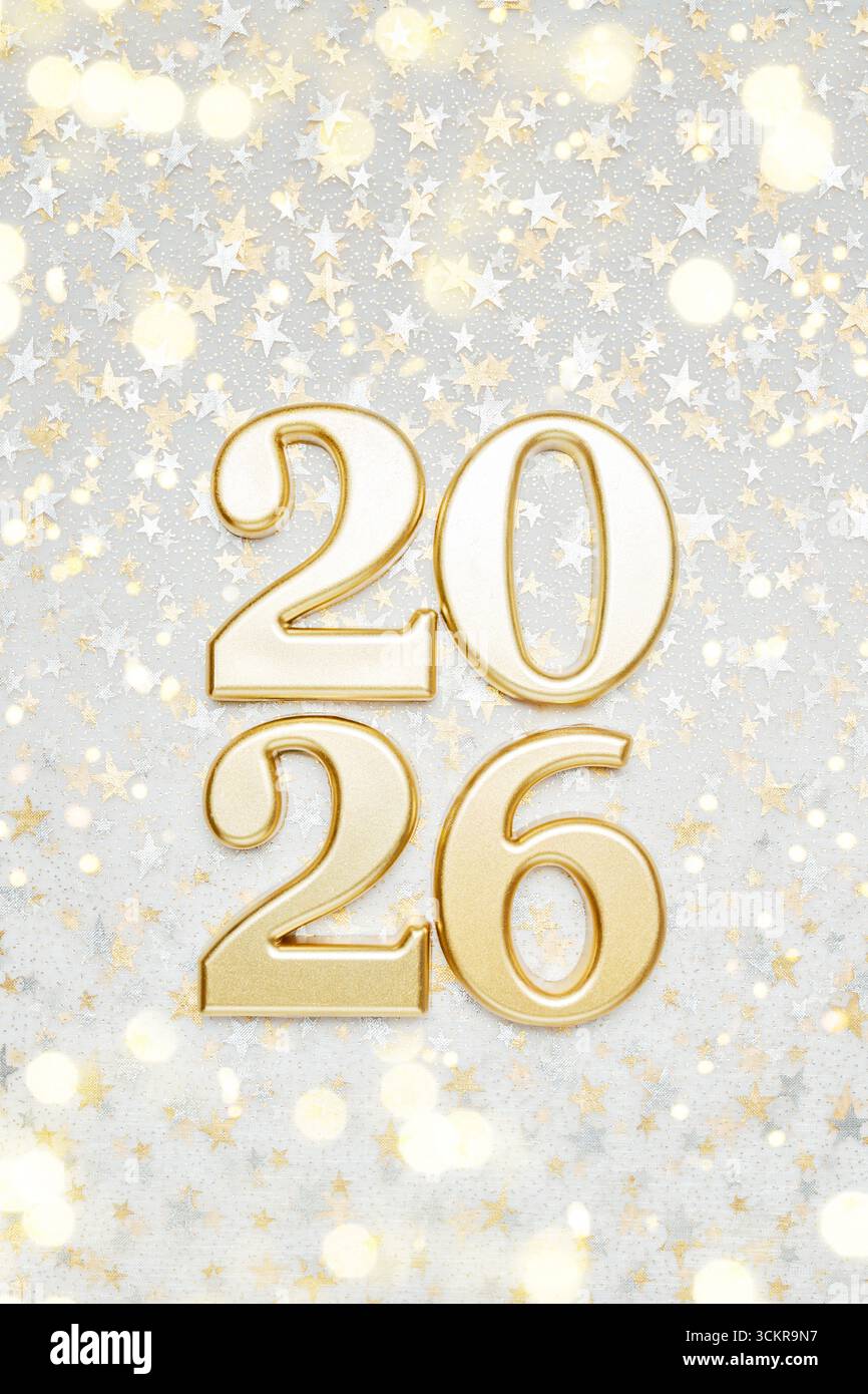 Glowing 2026 number made sparkling hi-res stock photography and images - Alamy