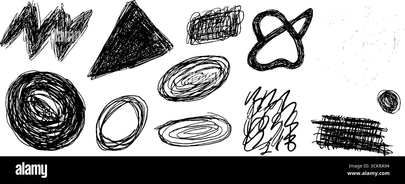 Abstract border zones collection with hand-drawn patterns for creative ...