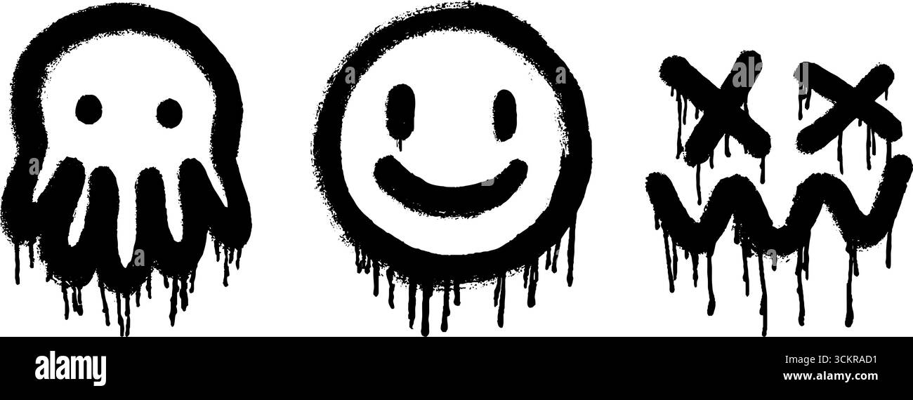 Underwater graffiti art featuring jellyfish and smiley faces Stock ...