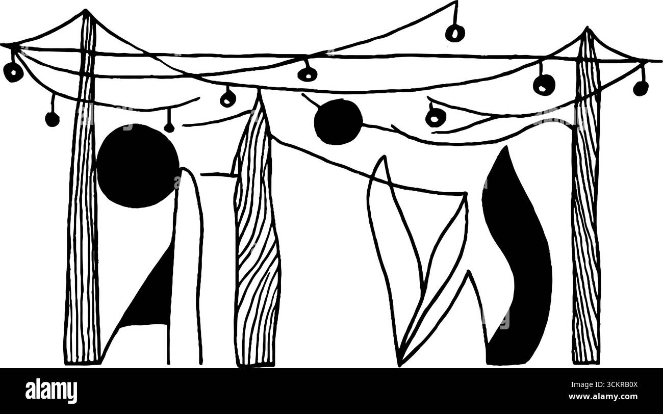 Minimalist line art of music festival stage outline for event poster ...