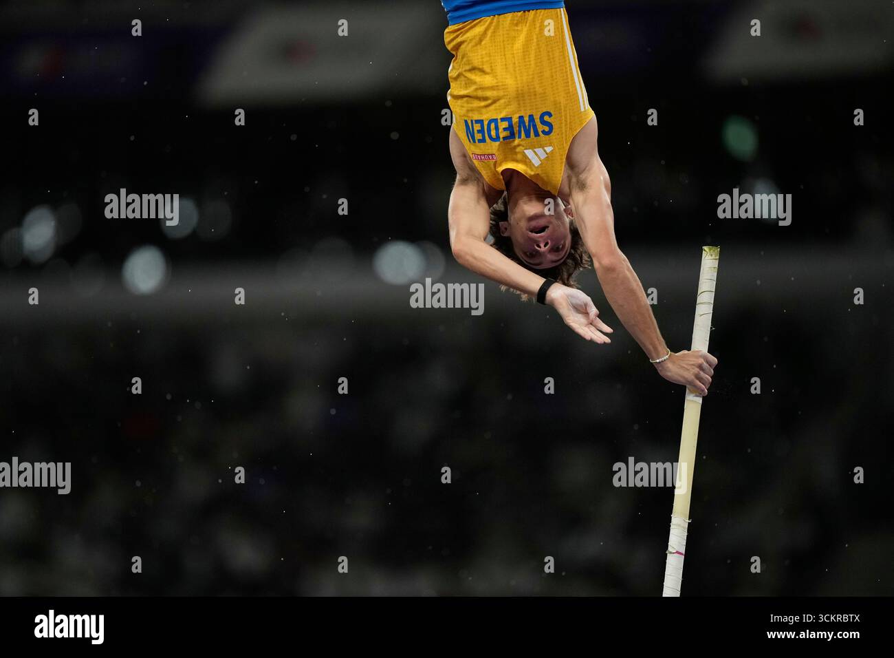 Sweden's Armand Duplantis makes a clearance in the men's pole vault ...
