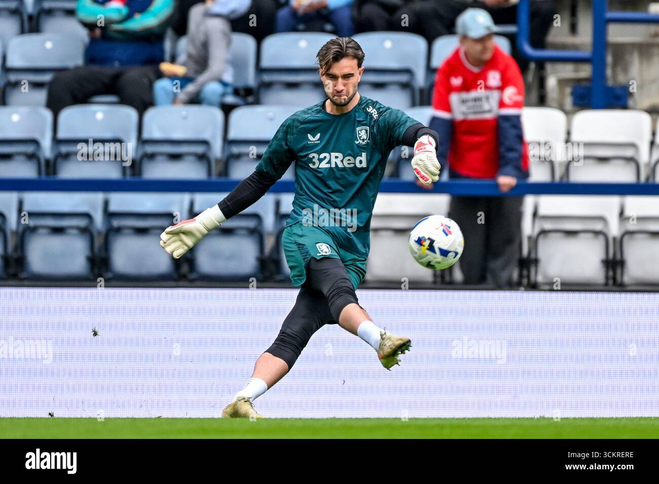 Seny Dieng of Middlesbrough warms up during the Sky Bet Championship ...