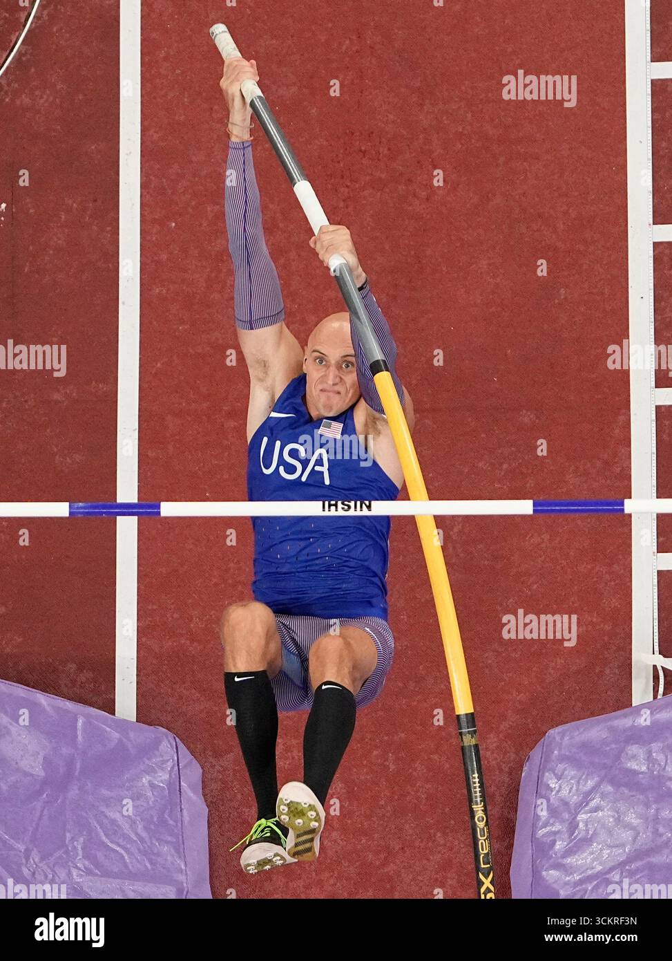 United States' Austin Miller competes in the men's pole vault ...