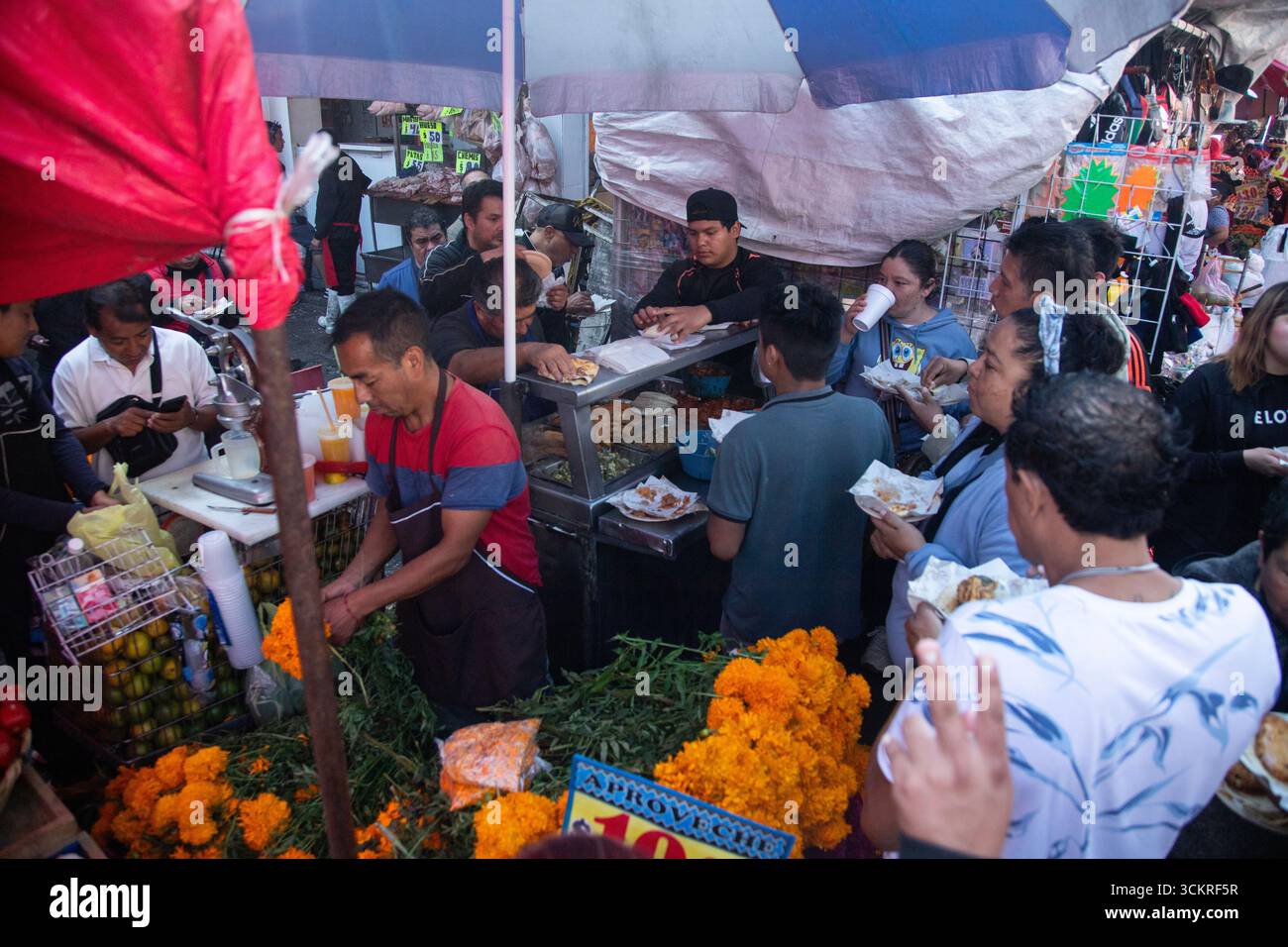 Mexico City, Mexico; November 1, 2025: Atmosphere and stalls at the ...