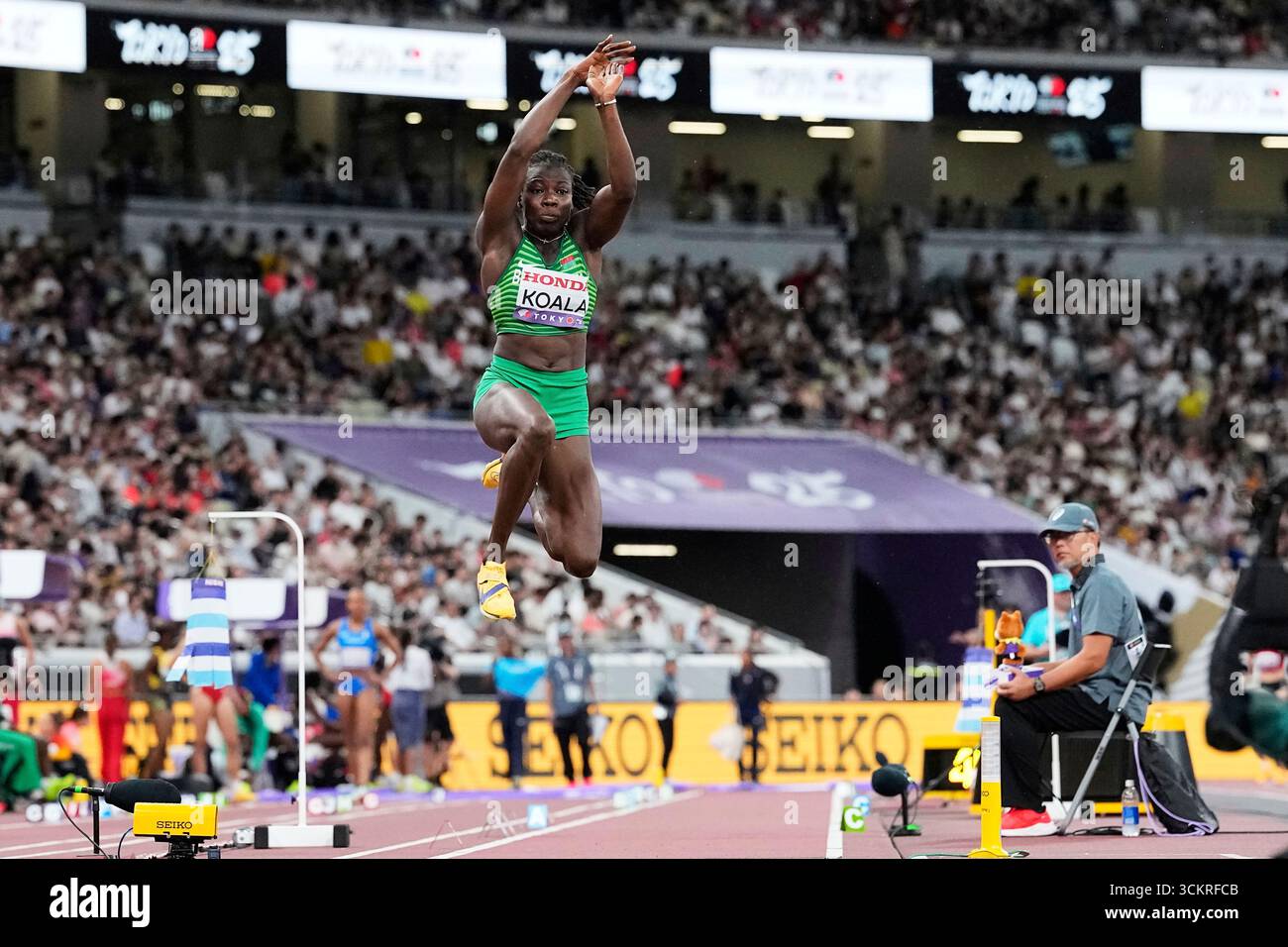 Burkina Faso's Marthe Koala makes an attempt in the women's long jump ...