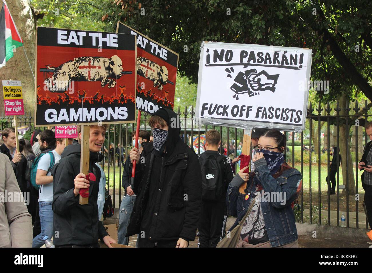 EDITORS NOTE LANGUAGE ON PLACARD Campaigners with placards at the March ...