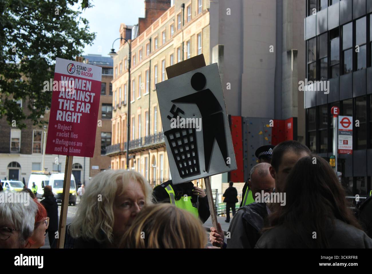An anti-fascist sign at the March Against Fascism, organised by Stand ...