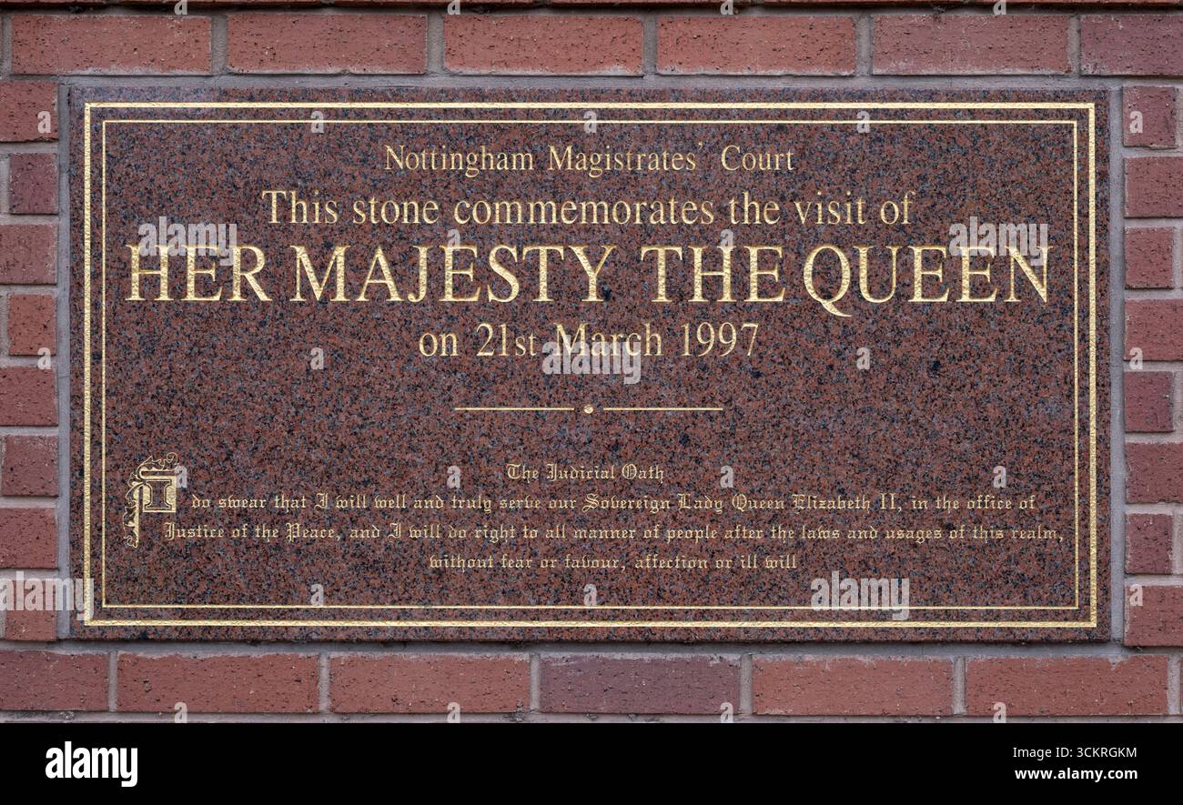 plaque commemorates the visit of Queen Elizabeth II to the Nottingham ...