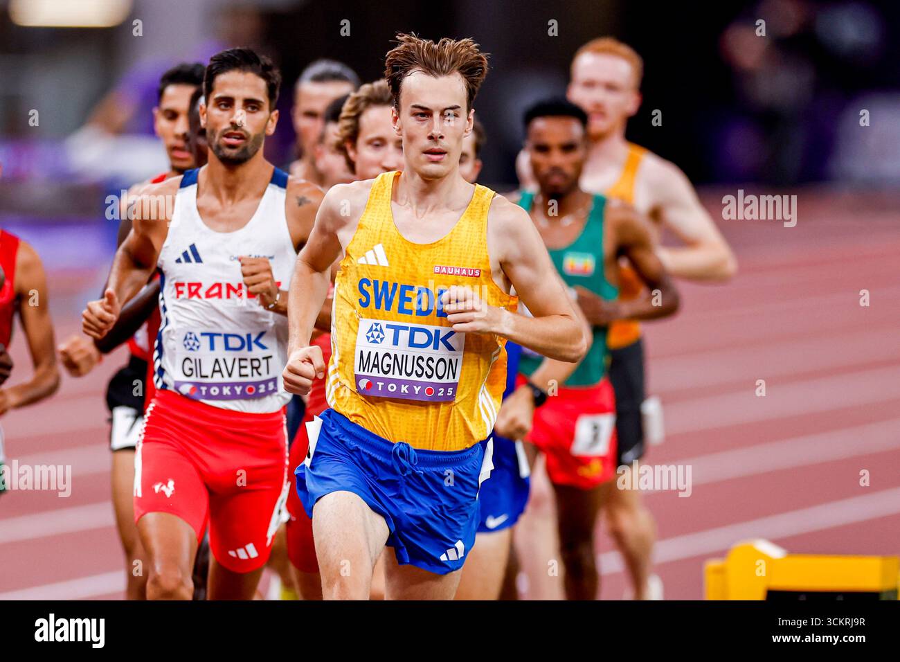 Leo Magnusson of Sweden competing in the Men's 3000 Metres Steeplechase ...