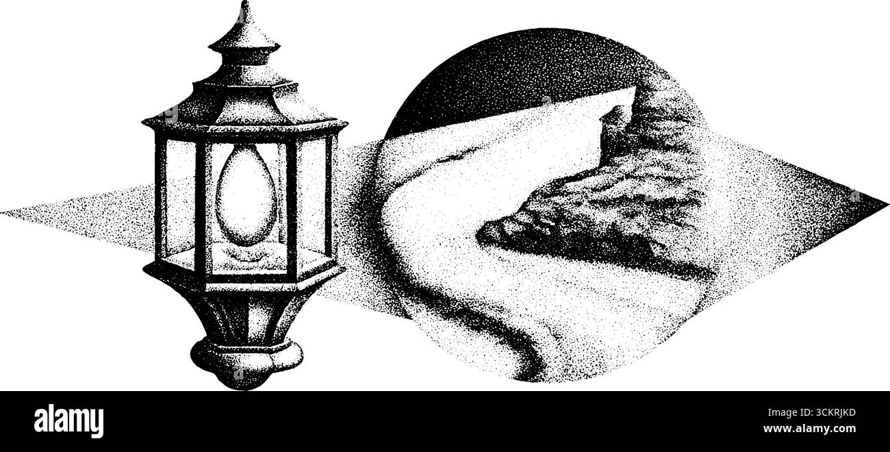 Dotwork lantern and trail path tattoo design for artistic inspiration ...