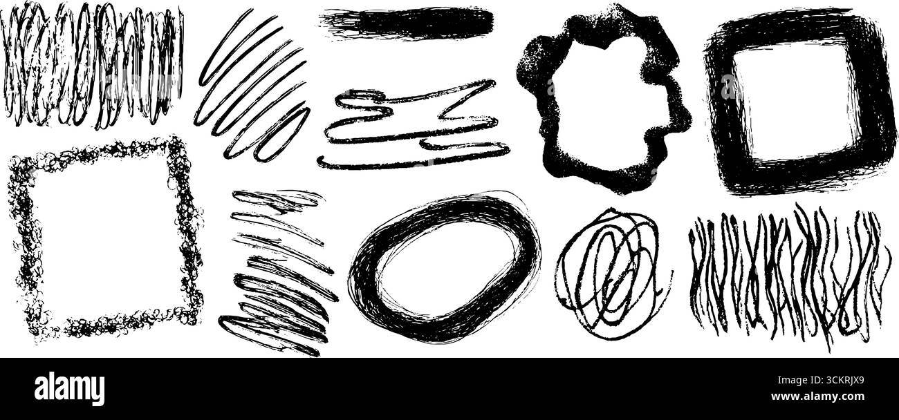 Collection of twelve hand drawn margin fills for creative design ...