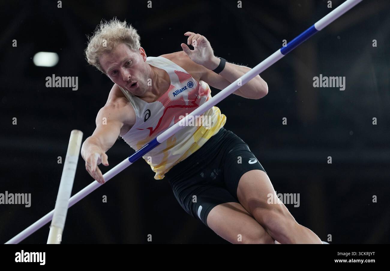 Belgium's Ben Broeders competes in the men's pole vault qualification ...