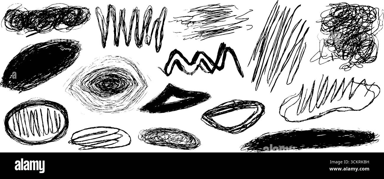 Abstract hand-drawn scribble and tear shapes collection for creative ...