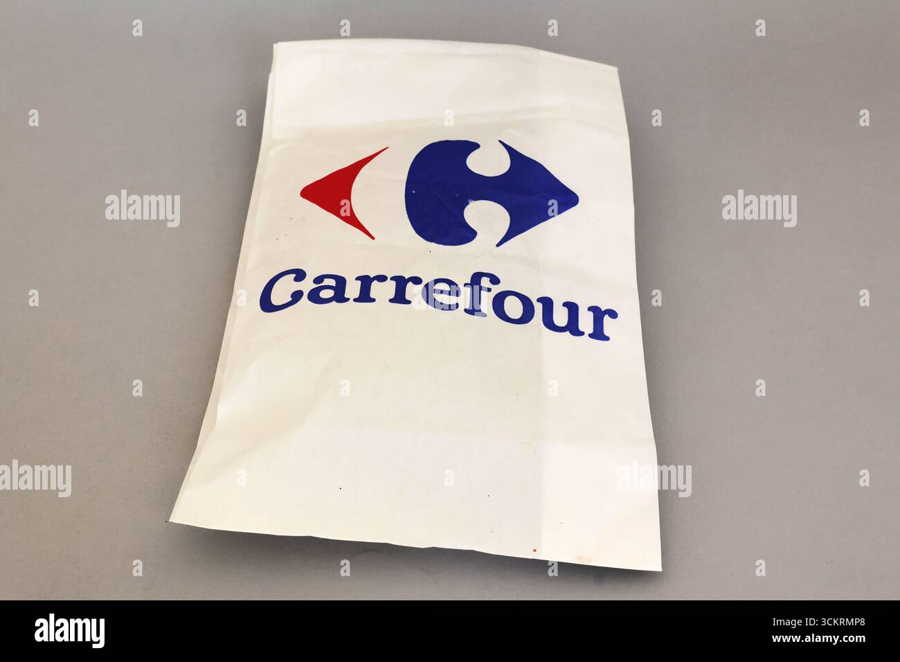 Carrefour paper bag from the deli counter, used for packaging cured ...
