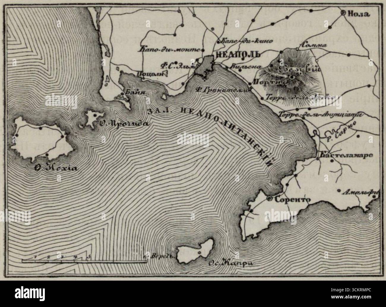 Old russian-language map of Naples Stock Photo - Alamy