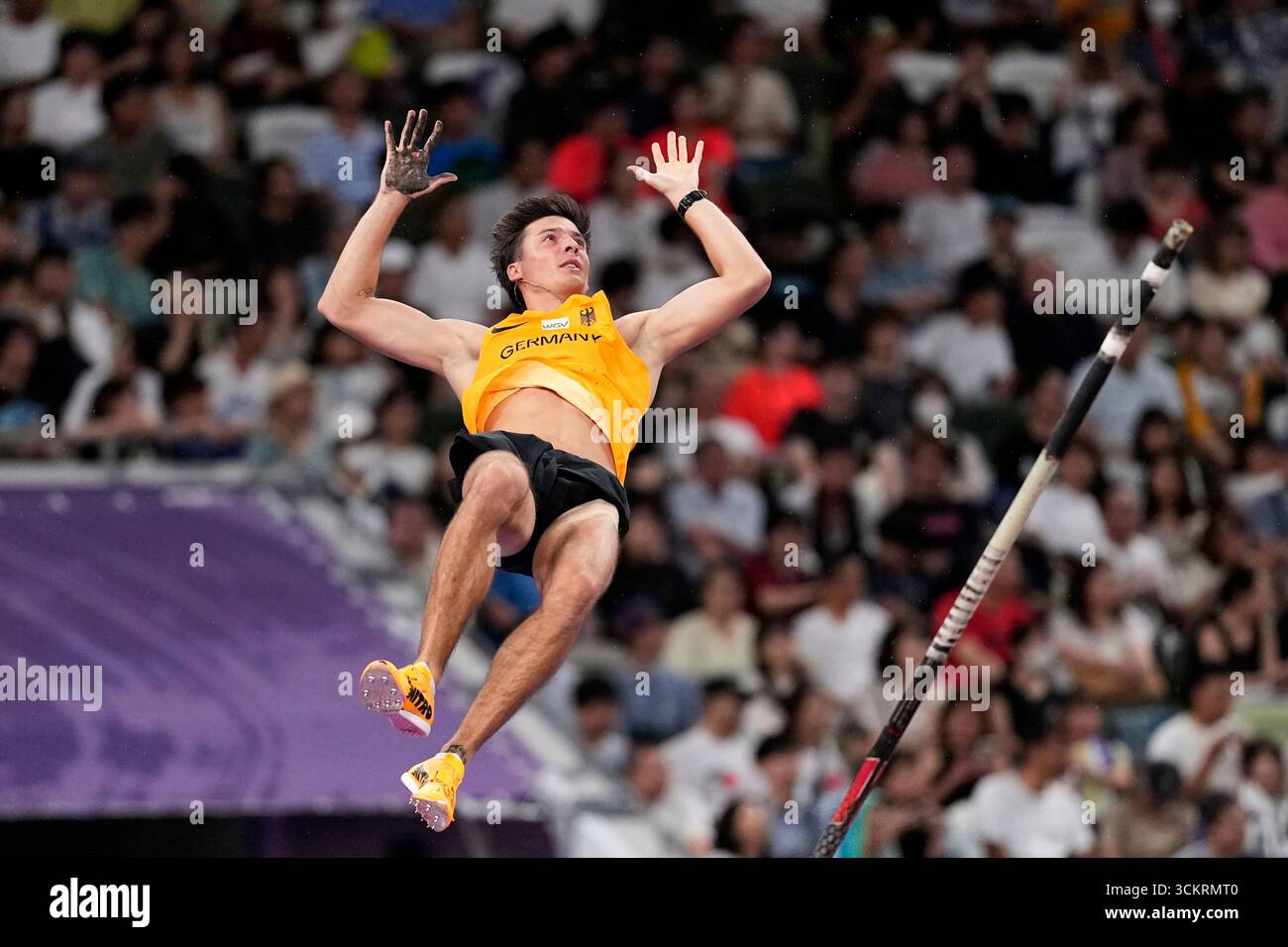Germany's Oleg Zernikel makes an attempt in the men's pole vault ...