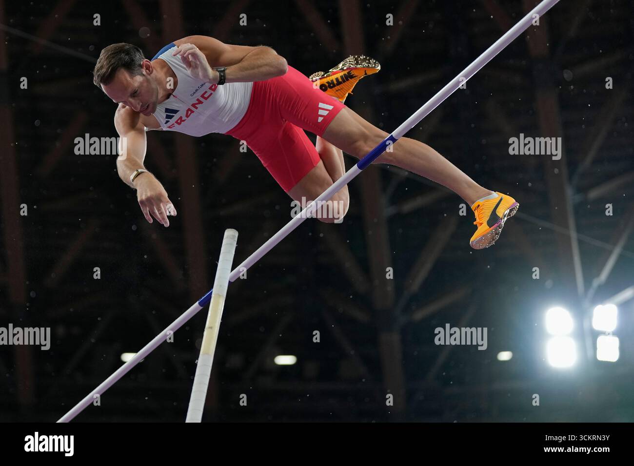 France's Renaud Lavillenie competes in the men's pole vault ...
