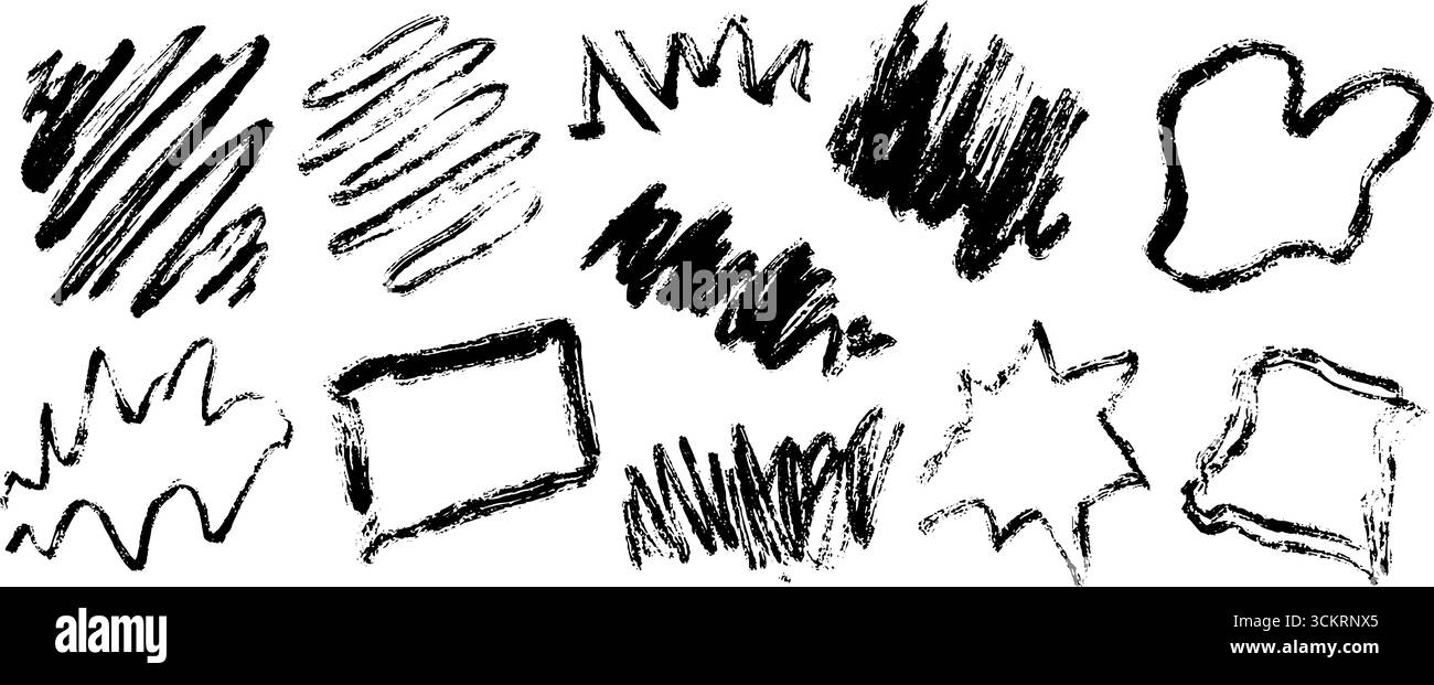 Hand drawn collection of twelve unique broken frames for artistic ...