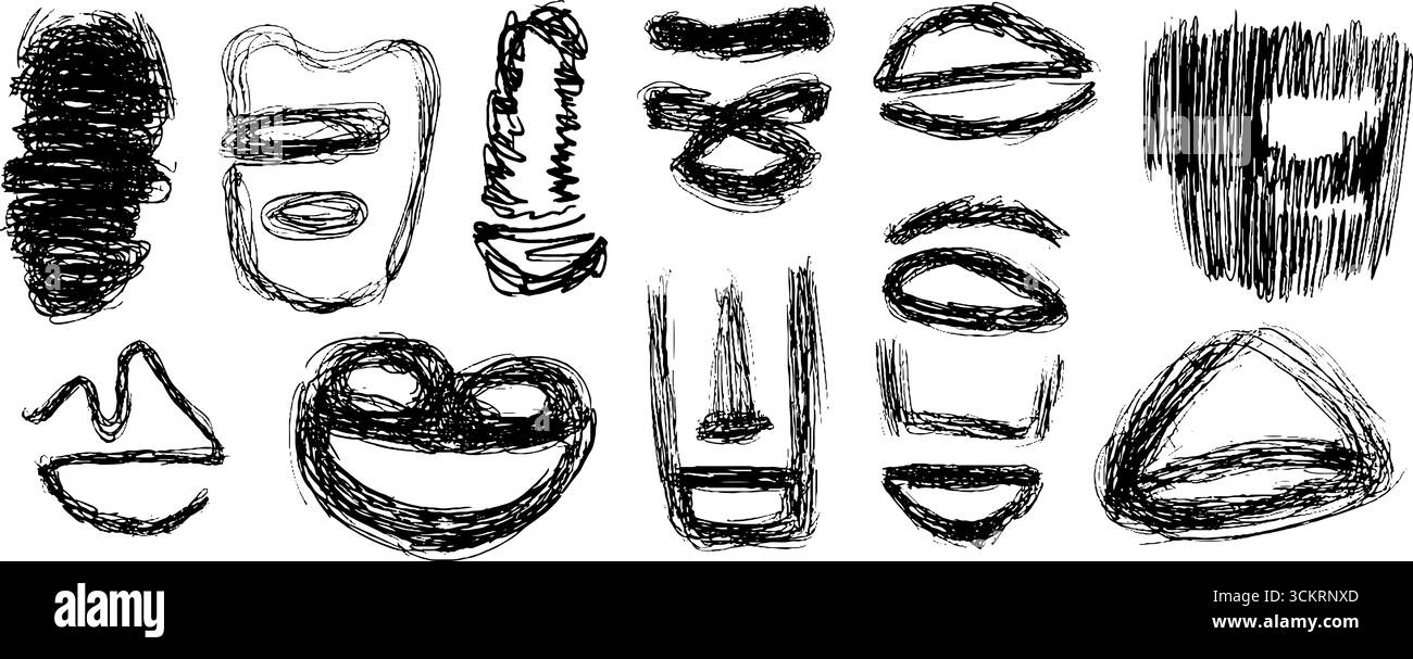 Bold abstract figures collection: twelve unique hand-drawn designs for ...