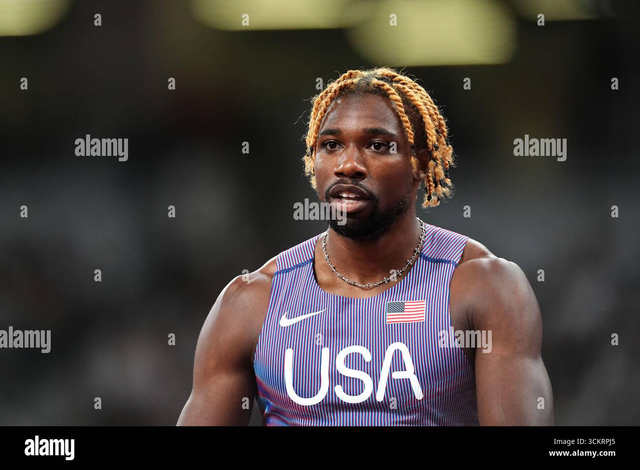 Noah Lyles of USA after finishing first in heat 3 of the Men's 100 ...
