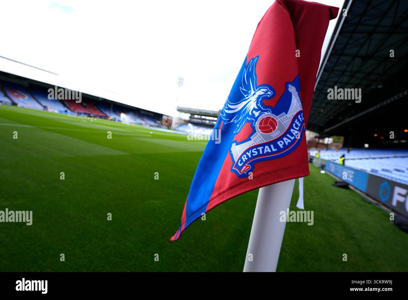 A general view of a corner flag from inside the stadium before the ...