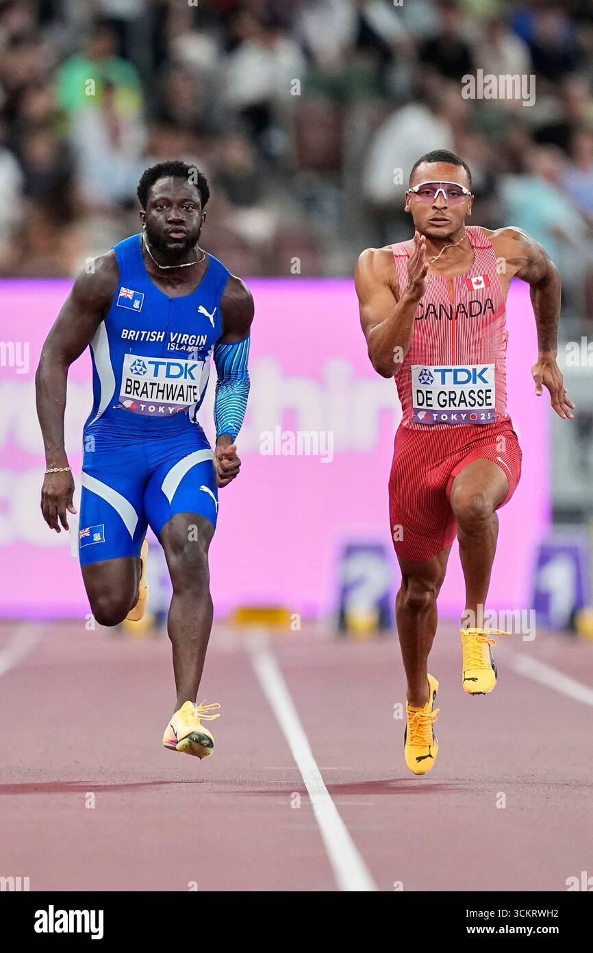 Canada's Andre De Grasse and British Virgin Islands' Rikkoi Brathwaite ...