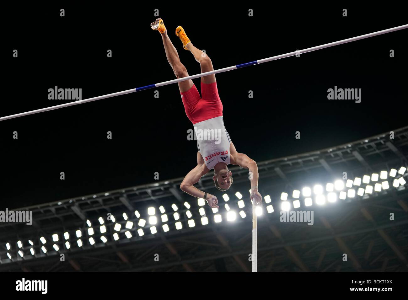 France's Renaud Lavillenie competes in the men's pole vault ...