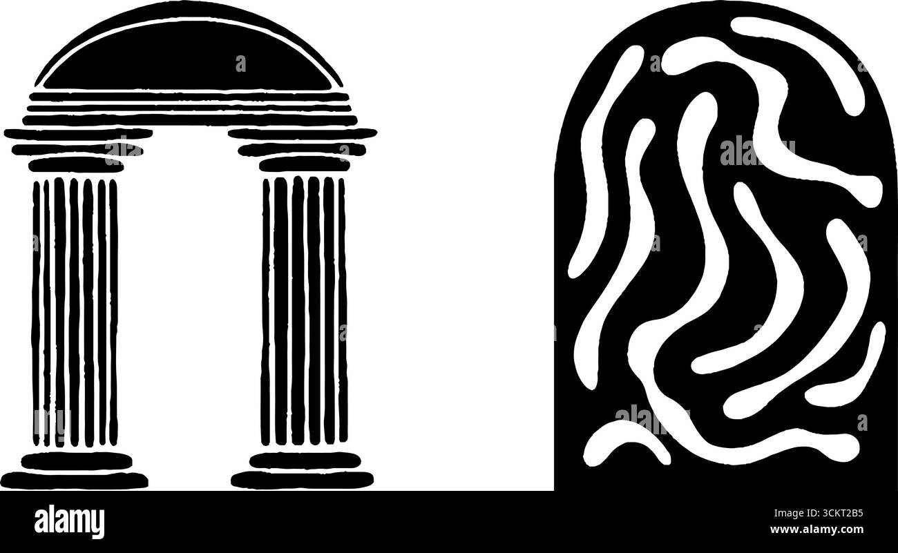 Ancient greek temple front and abstract broken pediment design for ...