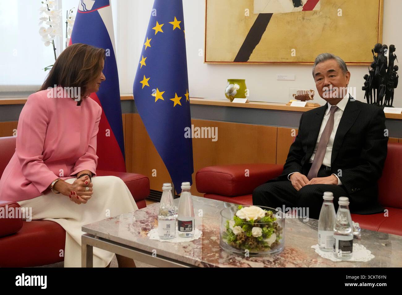 Chinese Foreign Minister Wang Yi, right, meets Slovenian Foreign ...
