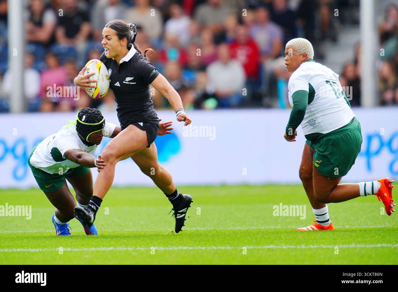 New Zealand's Stacey Waaka (centre) is tackled during the Women's Rugby ...