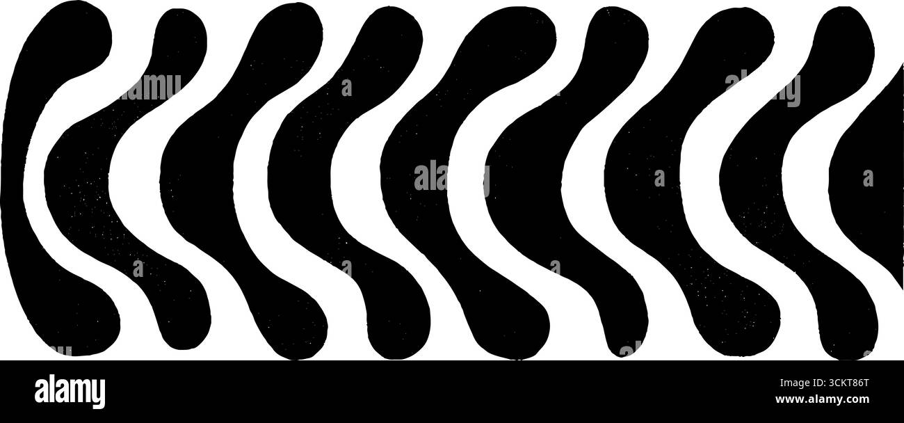 Minimalist black and white zigzag banner design with abstract curved ...