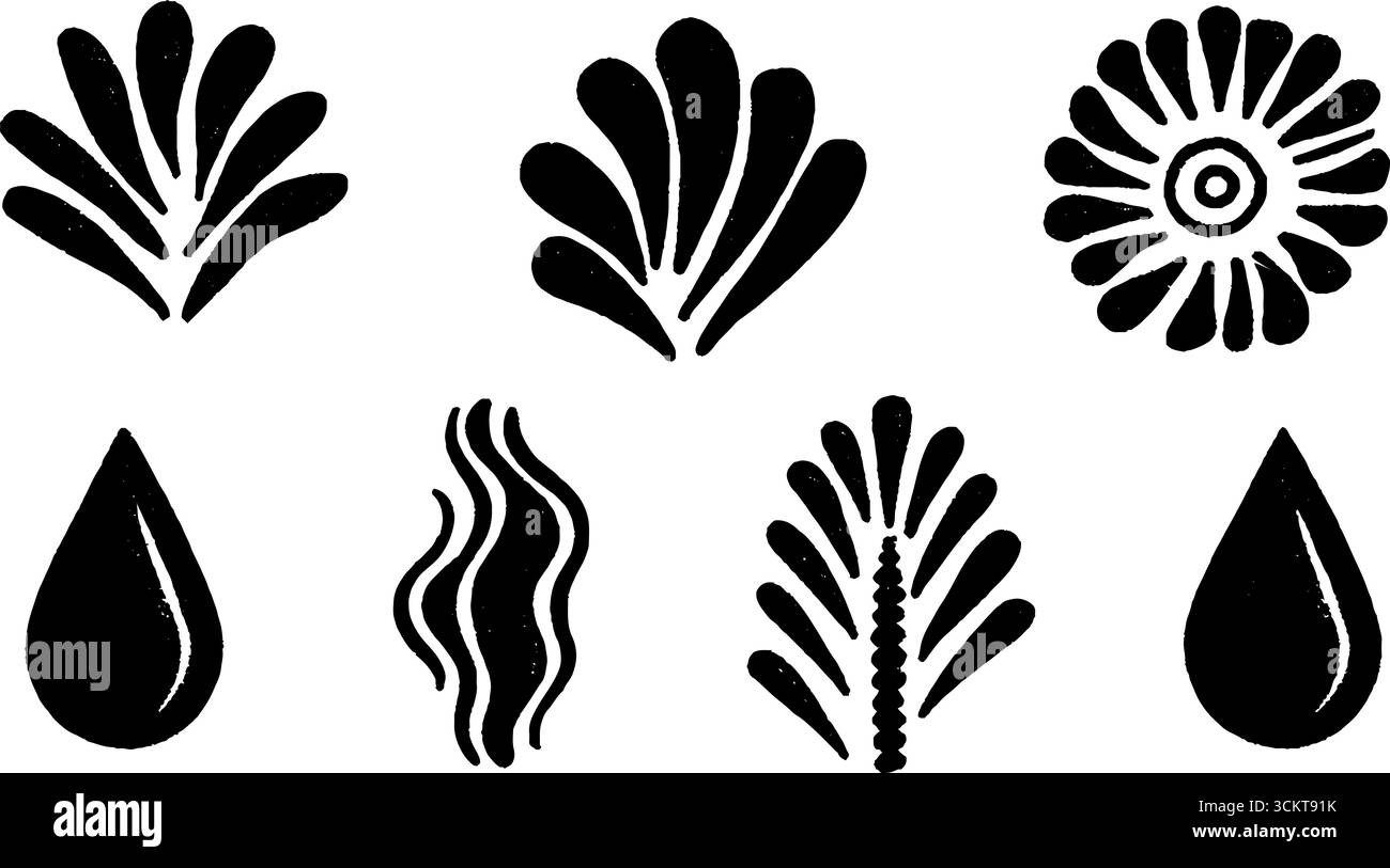 Abstract symbols of rain, splash and ripple designs for creative ...