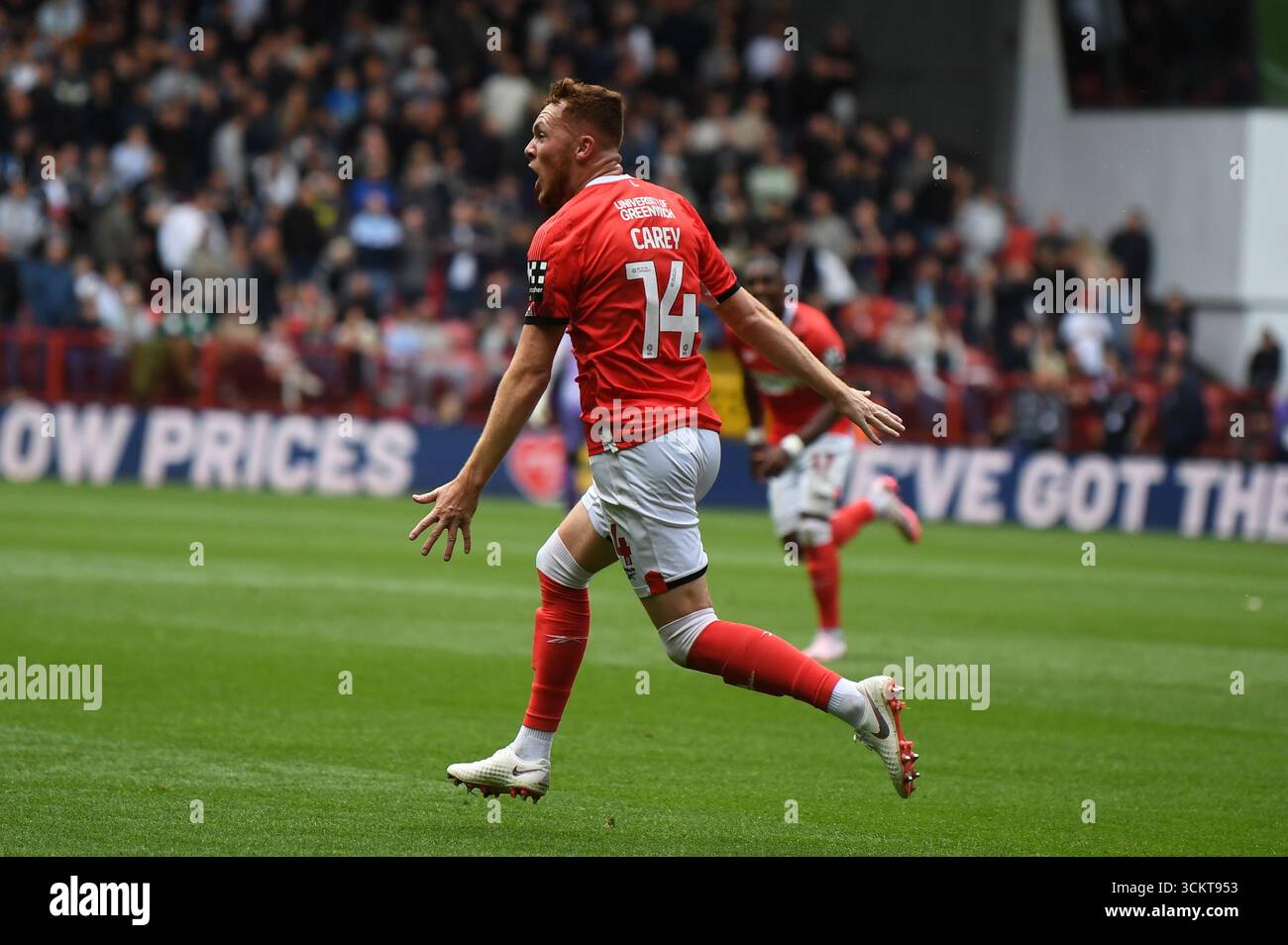 London, England. 13th Sep 2025. Sonny Carey celebrates after scoring ...