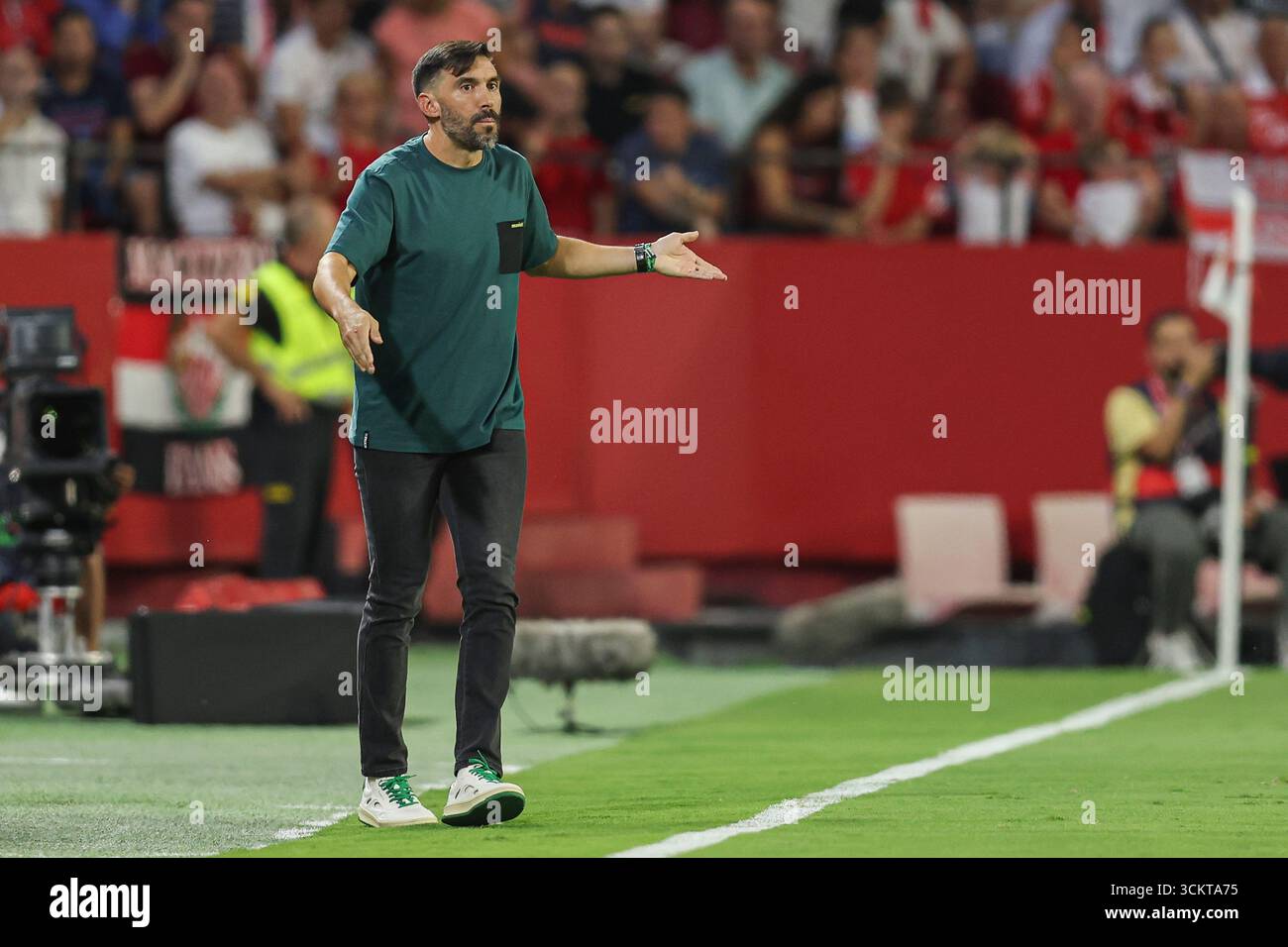 Elche CF manager Eder Sarabia during the La Liga EA Sports match between Sevilla FC and Getafe ...