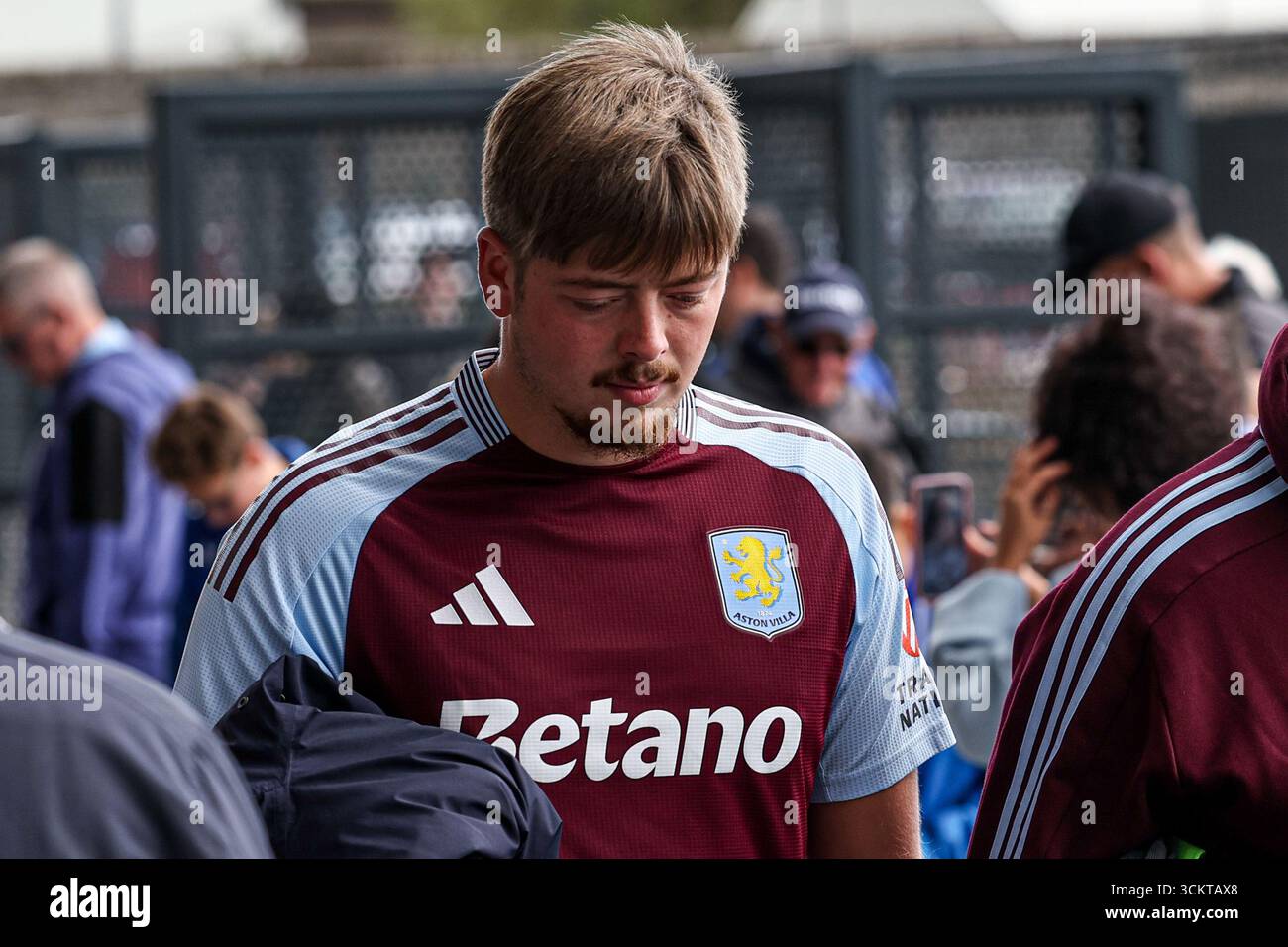 Aston Villa fan arrives at stadium ahead of the Premier League match ...
