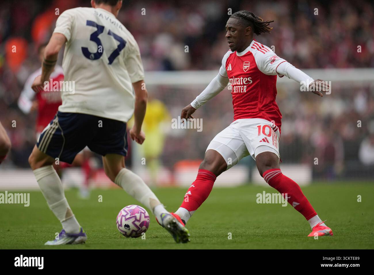 Arsenal's goalkeeper David Raya in action during the Premier League soccer match between Arsenal ...