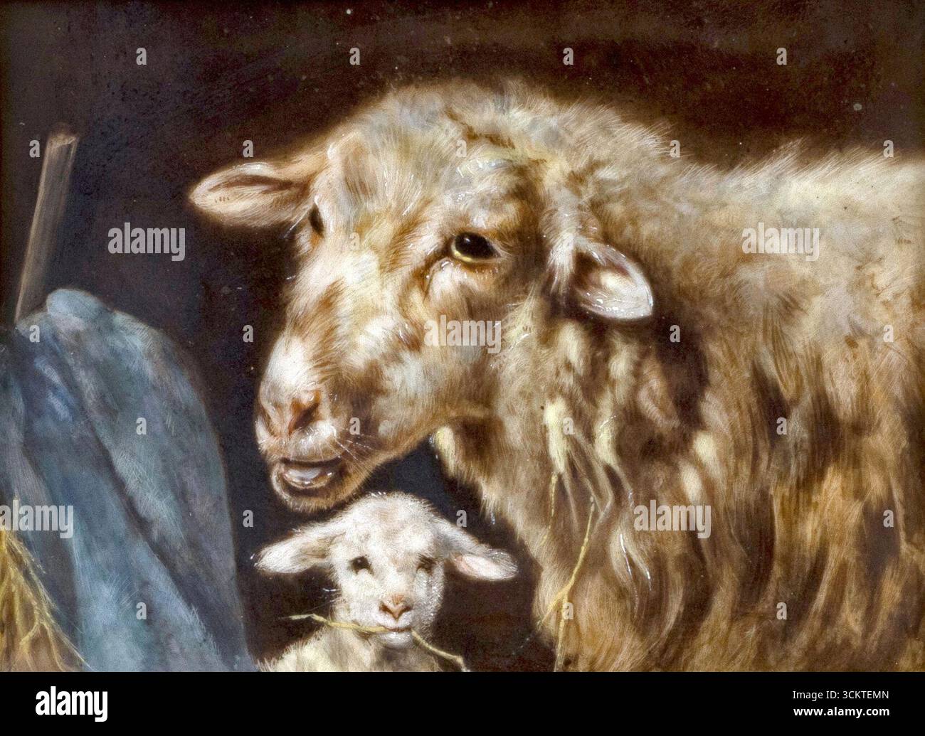 Otto Gebler Mutterschaf mit Lamm im Stall Stock Photo - Alamy