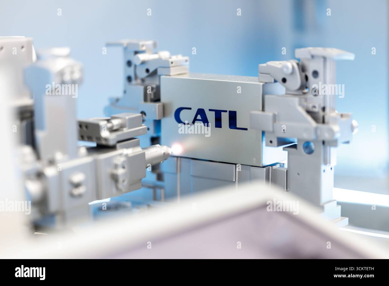 12 September 2025, Bavaria, Munich: The logo and lettering of battery ...