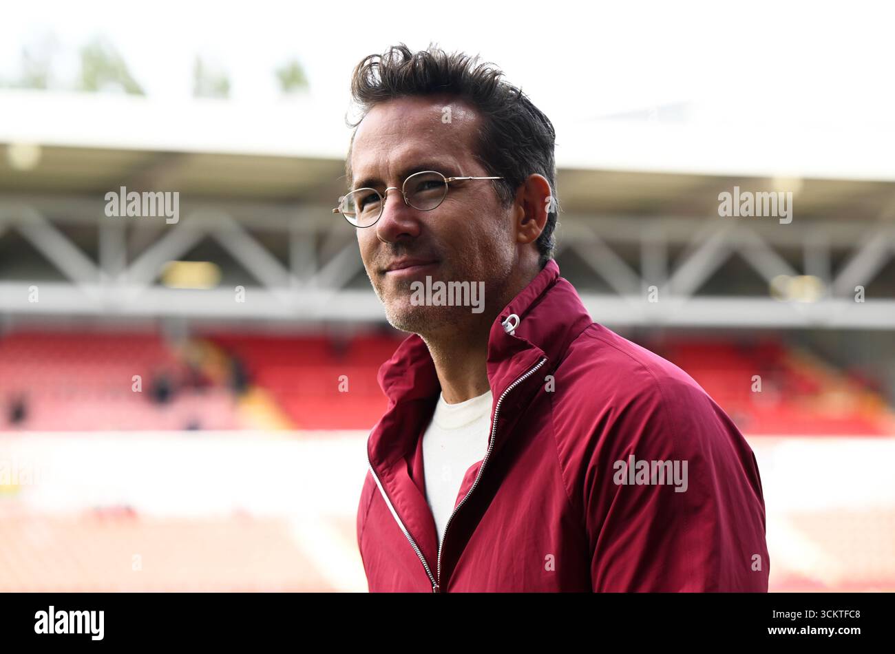 Wrexham owner Ryan Reynolds ahead of the Sky Bet Championship match at ...