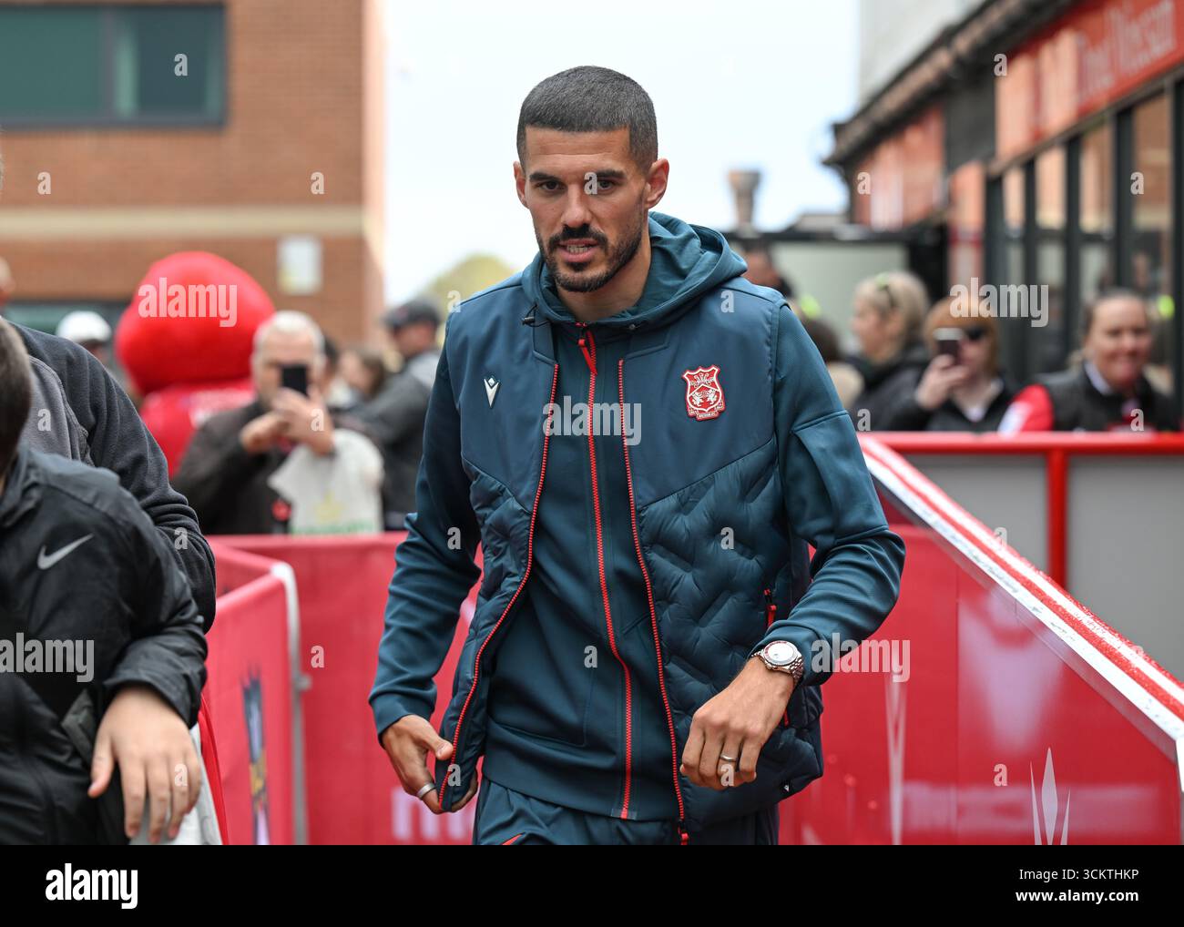 Wrexham's Conor Coady arrives ahead of the Sky Bet Championship match ...