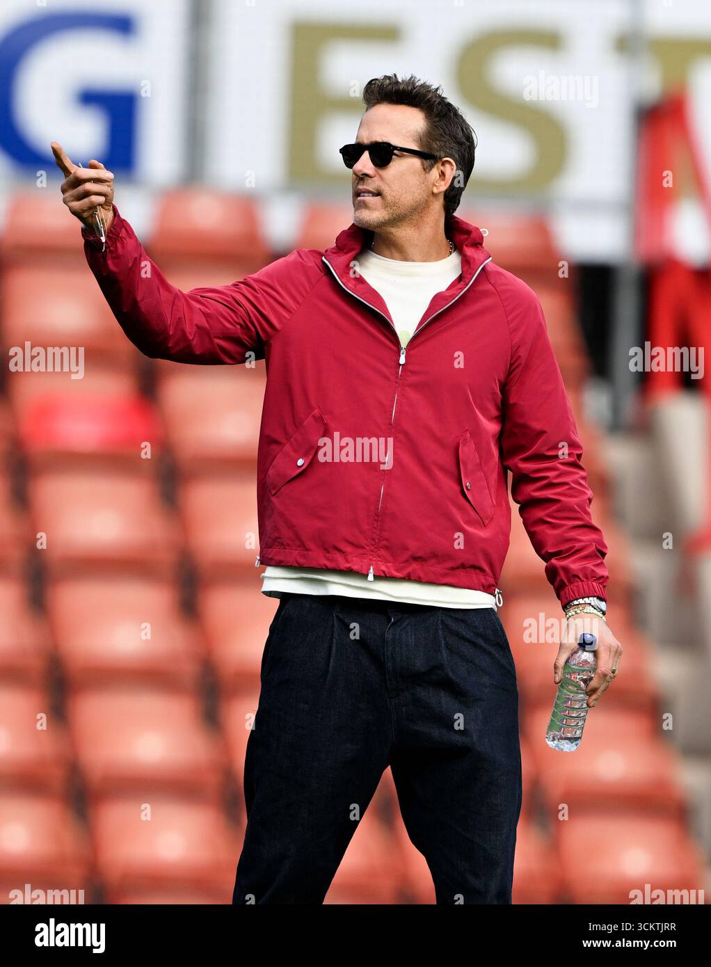 Wrexham owner Ryan Reynolds ahead of the Sky Bet Championship match at ...