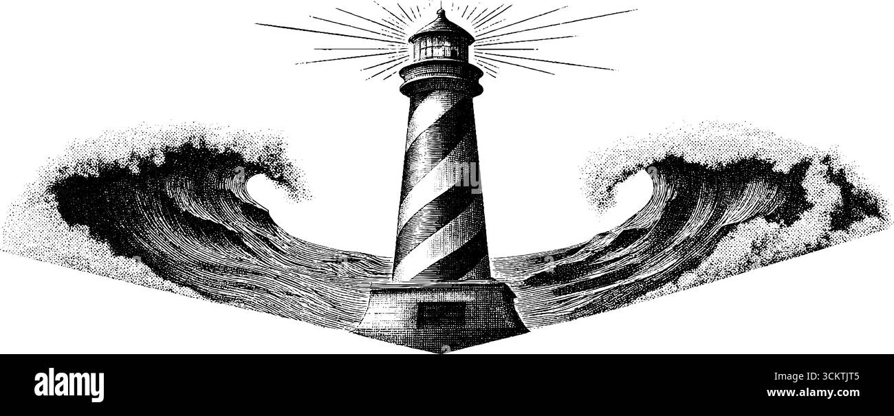Black white lighthouse in Stock Vector Images - Alamy