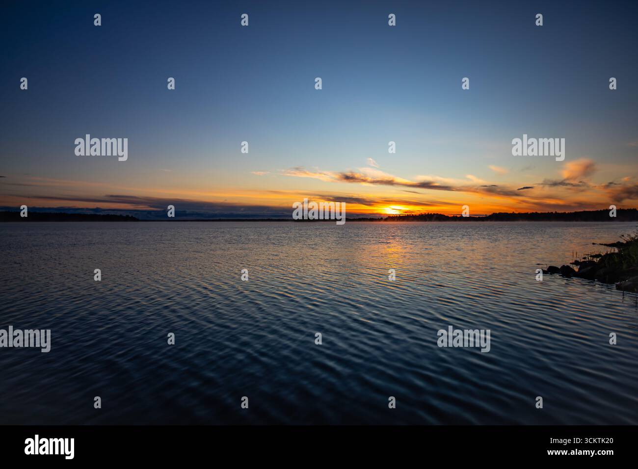 Sunrise on the Rainbow Flowage in Northern Wisconsin in August ...