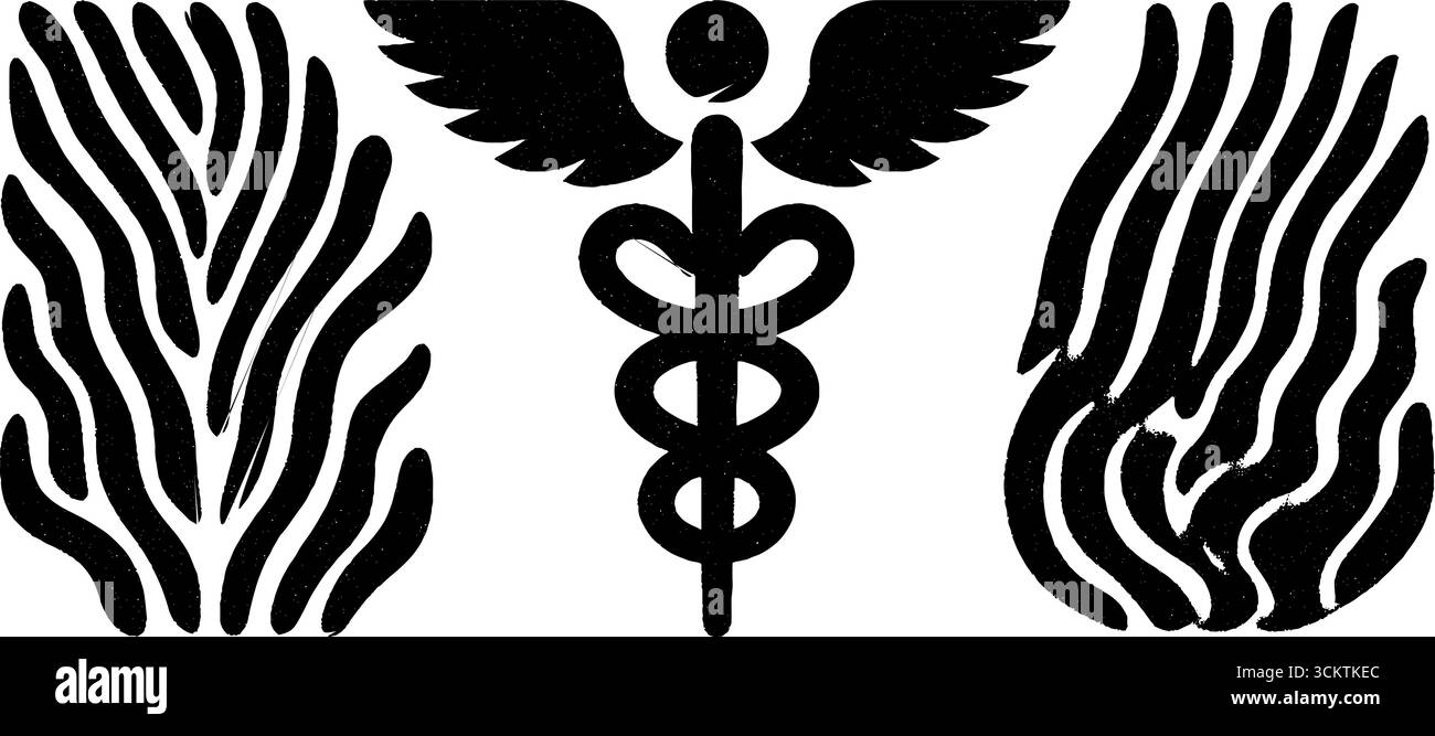 Mythical symbols of hermes: winged sandals, caduceus, and helmet design ...