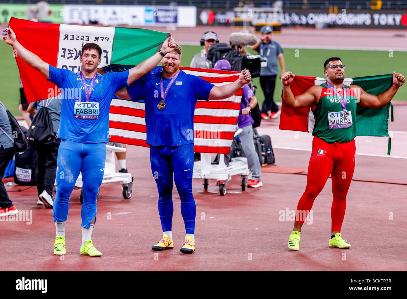 second Uziel Muñoz of Mexico winner Ryan Crouser of United States of ...