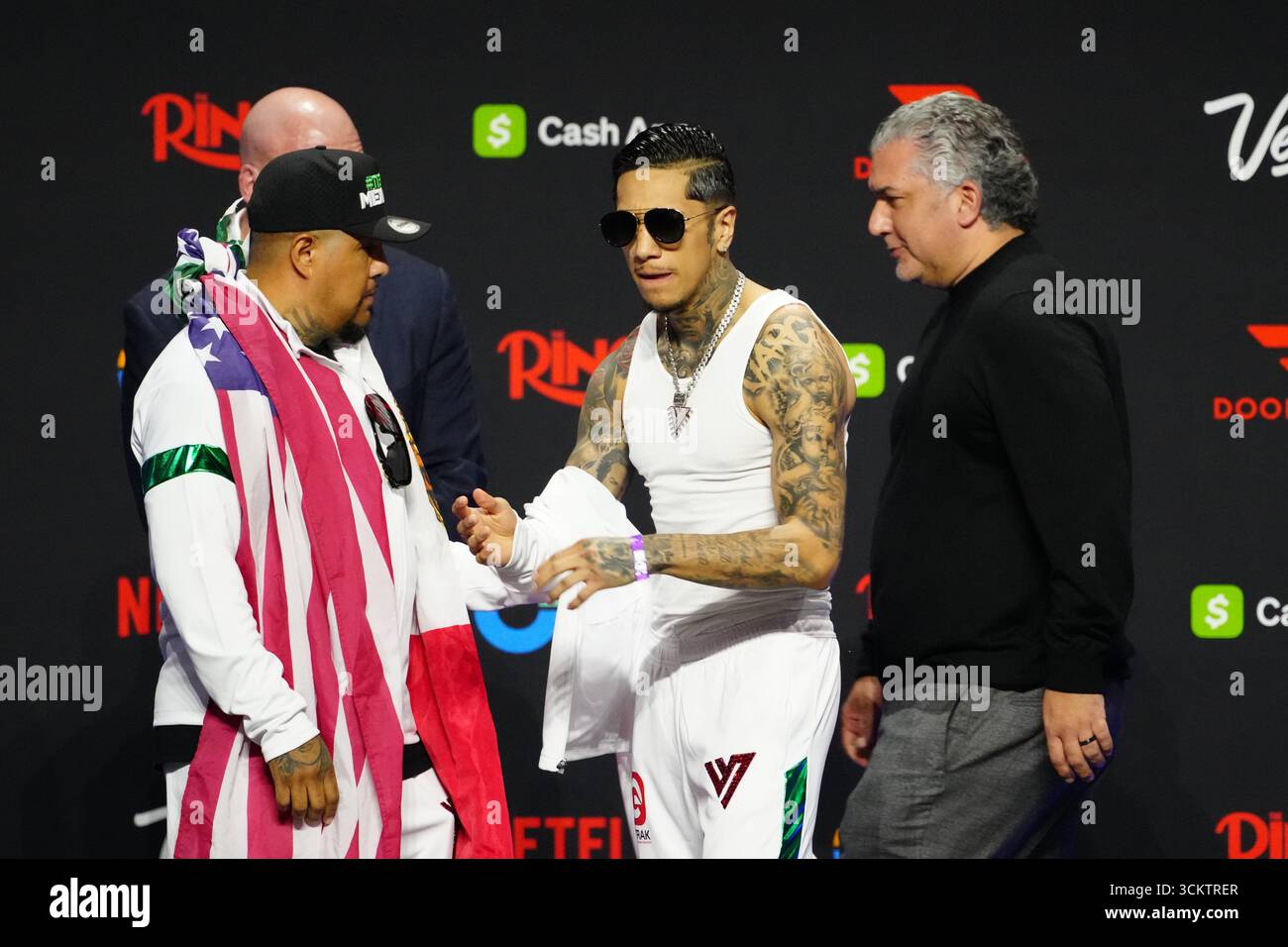 LAS VEGAS, NV - SEPT 12: Fernando Vargas Jr. steps on the scale at T-Mobile Arena for Canelo vs ...